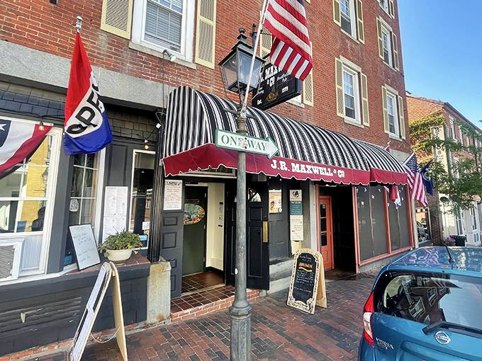 J.R. Maxwell's striped awning and brick facade bring historic charm to Bath's dining scene. This Front Street fixture has been serving steaks since 1979.