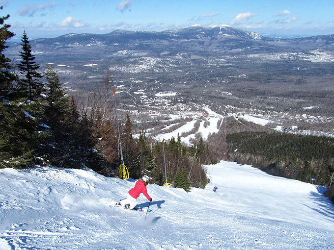 Winter transforms Sugarloaf into a skier's paradise, with perfectly groomed slopes and spectacular mountain views in every direction.