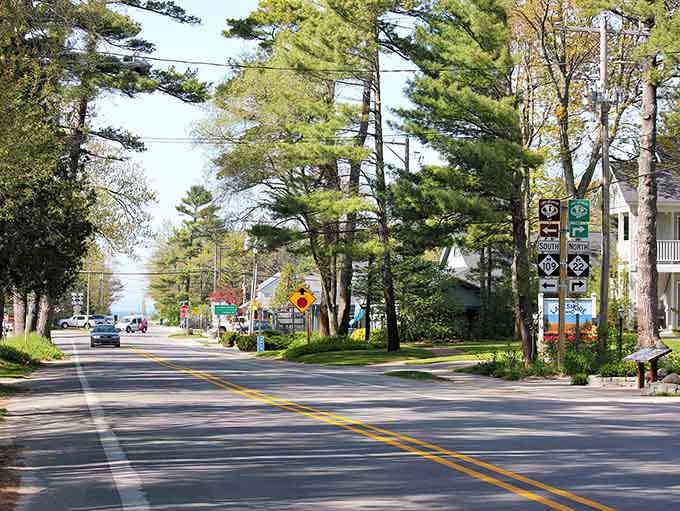 Glen Arbor's tree-lined streets whisper "welcome" to travelers seeking that perfect blend of nature and small-town charm.