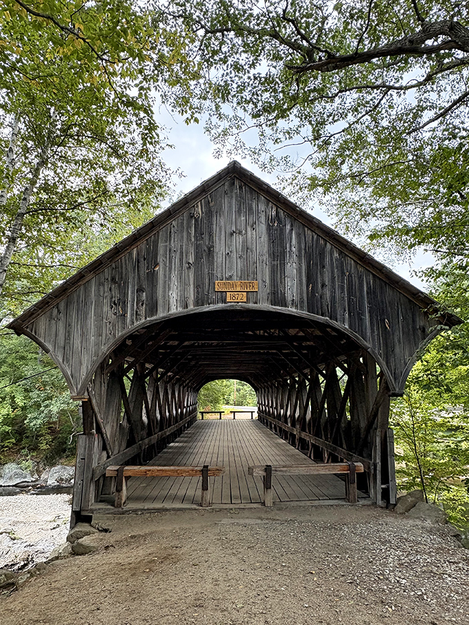 Sunday River Bridge frames nature like a living painting, showing exactly why artists have been drawn to this spot for generations.