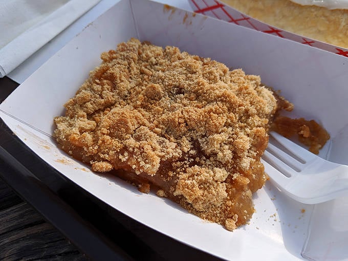 Apple crisp that makes grandma's recipe nervous. That perfect balance of tender fruit and buttery crumble topping is worth every calorie and then some.