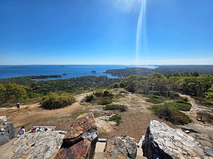 Postcard perfect: On clear days, Camden Harbor nestles below like a miniature village in a model train display.
