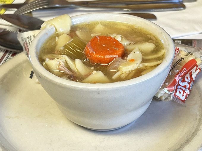 This isn't just soup &ndash; it's liquid comfort, with chunks of turkey and vegetables swimming in broth that tastes like childhood memories.