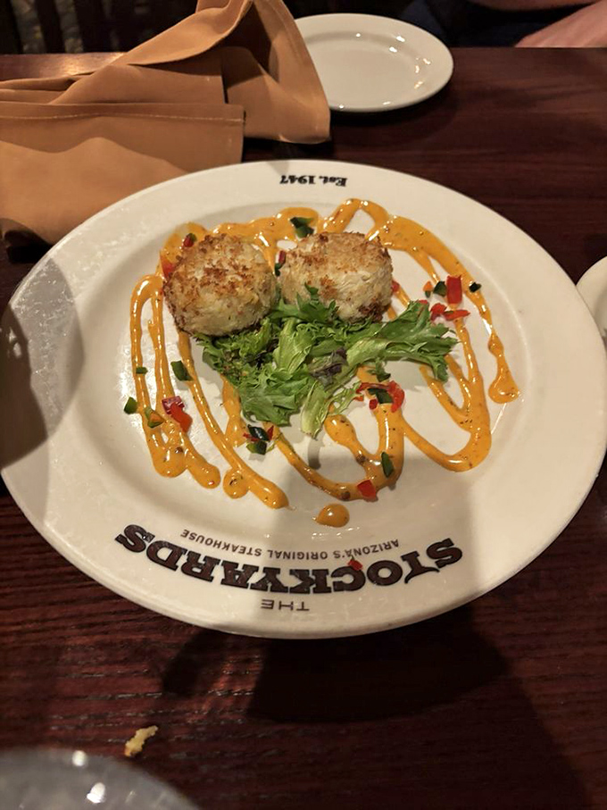 These crab cakes could make Maryland jealous, mostly sweet crab with just enough binding to keep them from falling apart mid-bite.