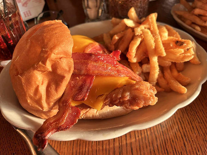 A burger that would make pioneers weep with joy &ndash; stacked with bacon, cheese, and enough flavor to fuel a wagon train.