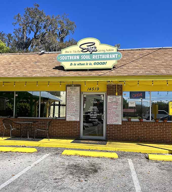 Steph's Southern Soul Restaurant's cheerful yellow exterior promises the kind of home cooking that makes you want to call it Mama.