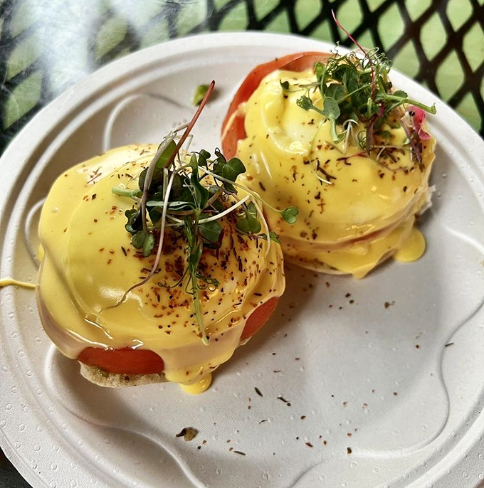 Breakfast perfection on a plate &ndash; these eggs Benedict feature perfectly poached eggs and hollandaise sauce that's sunshine-yellow and velvety smooth.