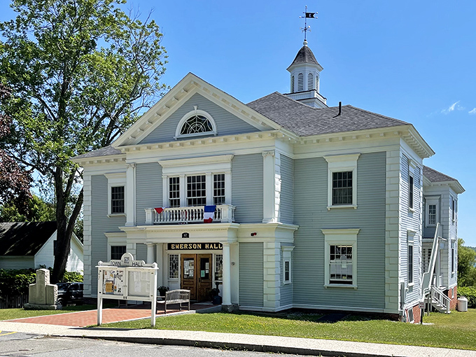 Emerson Hall stands proudly as Castine's town center, its classic New England architecture housing the heartbeat of local governance.