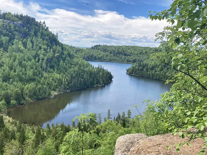 Fantasia Overlook rewards travelers with this breathtaking view of Minnesota's pristine lakes nestled among forest-covered hills like sapphires on velvet.