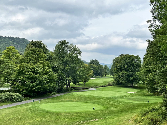 The golf course unfurls like a green carpet between ancient trees &ndash; even a terrible swing feels somehow dignified against this backdrop.