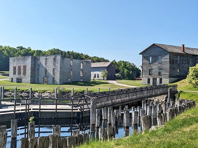 The hotel ruins frame the sky like nature's own picture windows, proving that sometimes decay can be downright artistic.