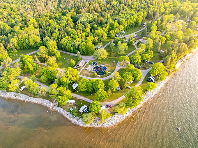 J.W. Wells State Park delivers million-dollar lakefront views at state park prices, where camping feels like an exclusive waterfront resort.