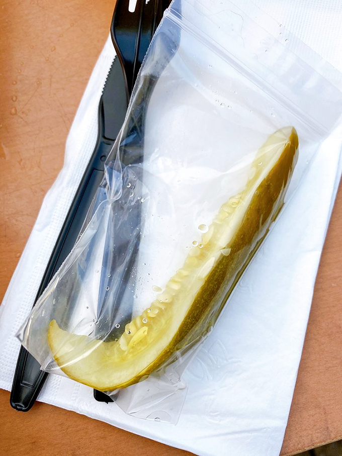 Each sandwich comes with a premium dill pickle spear, vacuum-sealed for maximum crunch and flavor preservation.