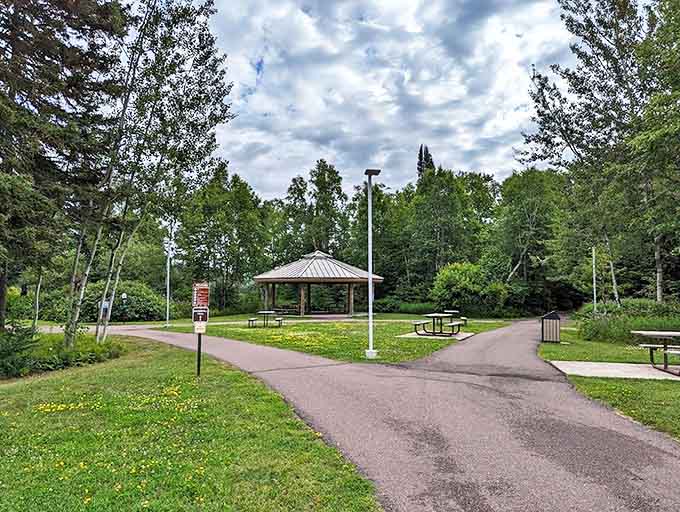 This picnic pavilion practically begs for family gatherings, where sandwiches taste better with a side of fresh air and natural splendor.