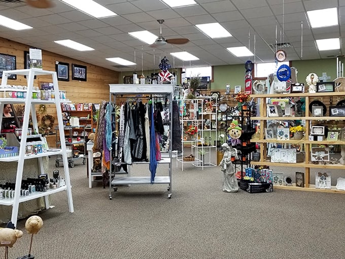 Wandering these aisles feels like a treasure hunt, with each turn revealing new temptations from scarves to snacks in this rural retail wonderland.