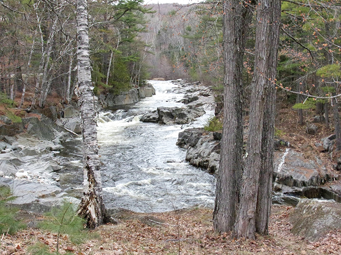 Winter's retreat brings spring's power as snowmelt transforms the Swift River into a churning display of nature's raw energy.