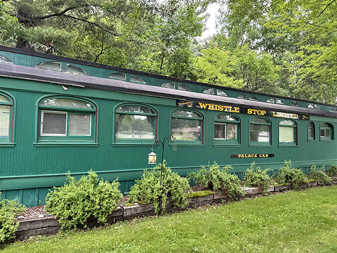 The vibrant green Palace Car stands ready to welcome you into a world of historic grandeur and lush surroundings.