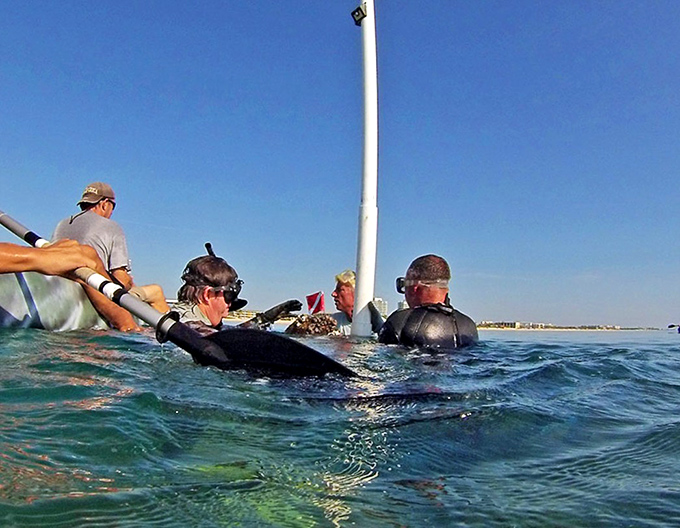 Friends gather for an aquatic adventure to the Breconshire. The best historical tours don't require walking shoes &ndash; just flippers!