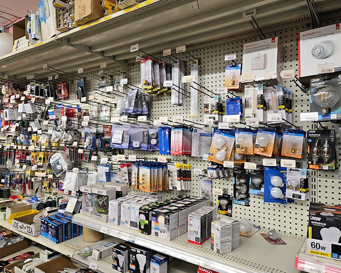 From lightbulbs to specialized tools, the small hardware section proves the store's motto: "If we don't have it, you don't need it."