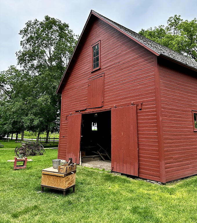 This historic red barn stands as a reminder of Forestville's past, when pioneers had no idea what treasures lurked beneath their feet.