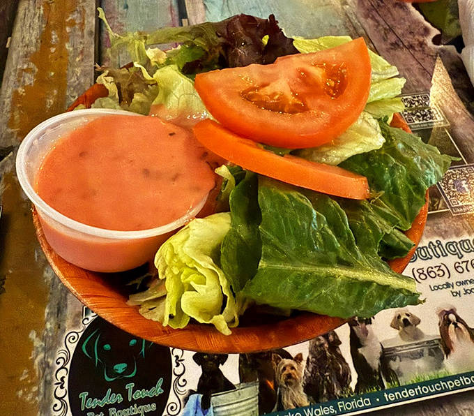 Even the simple house salad gets the Cherry Pocket treatment – fresh, vibrant, and served with homemade dressing.