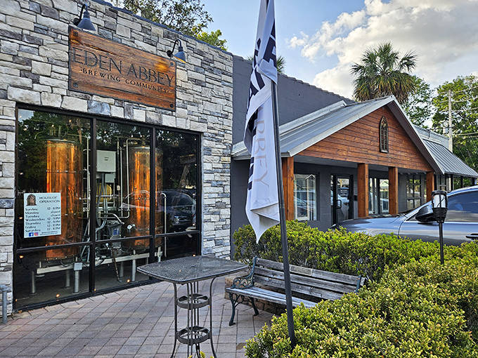 Eden Abbey Brewing Community transforms craft beer into a social experience, where stone meets wood in a setting that encourages lingering conversations.