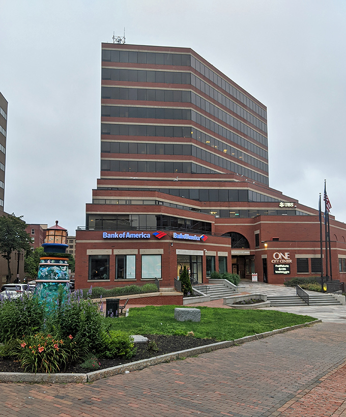 Modern office buildings blend with historic architecture in downtown Portland, creating a business district with character and charm.
