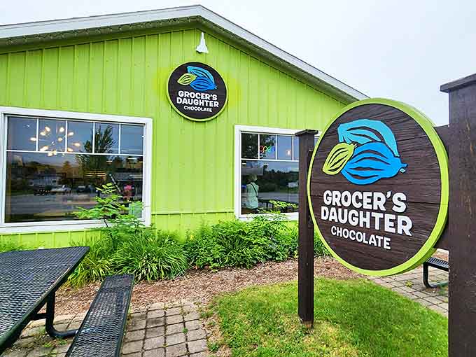 Grocer's Daughter's eye-catching lime green building stands out like a happy exclamation point in Empire. You can't miss it &ndash; and you wouldn't want to!