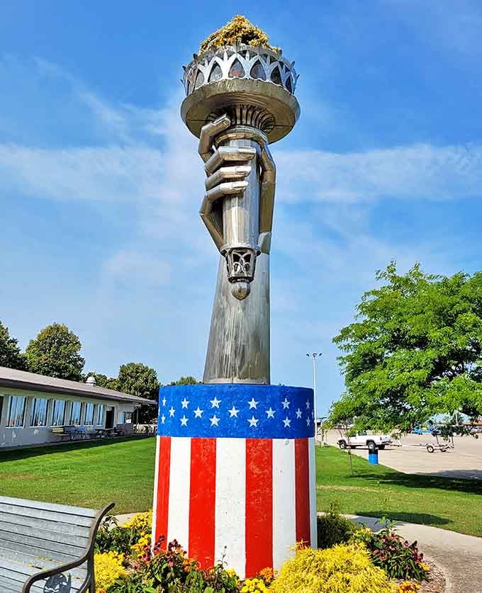 Rogers City's classic theater marquee lights up the evening, promising entertainment and nostalgia in equal measure.