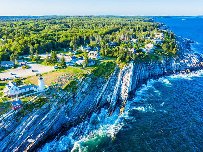 Maine's coastal islands feature dramatic rocky shorelines, with lighthouses standing guard over the Atlantic's ever-changing moods.