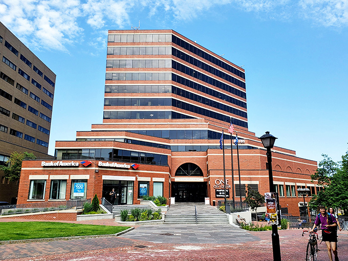 One City Center stands as Portland's business hub, its distinctive stepped design adding architectural interest to the skyline.