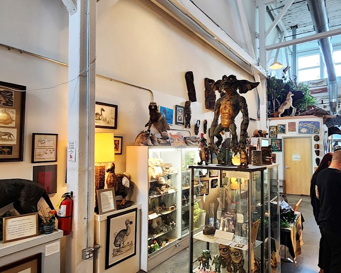 Inside the museum, display cases filled with cryptid evidence and artifacts await those brave enough to explore the science of mysterious creatures.