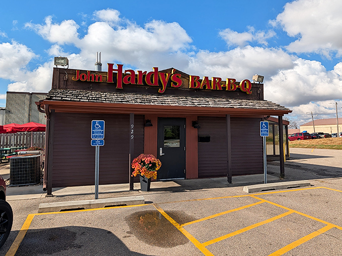 The simple exterior of John Hardy's BBQ belies the complex flavors inside &ndash; this Rochester institution proves great BBQ doesn't need fancy surroundings to shine.