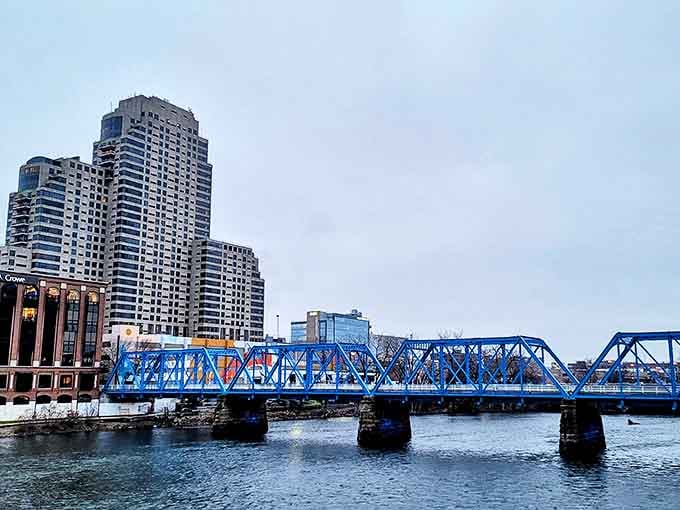 The Grand River flows through downtown Grand Rapids, reflecting modern buildings and creating a scenic backdrop for urban adventures.