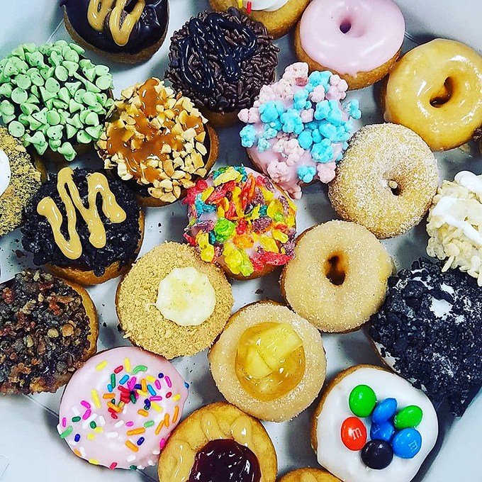 These mini donuts look like colorful jewels &ndash; each tiny treat decorated with amazing detail from candy pieces to cereal toppings and fruit flavors.