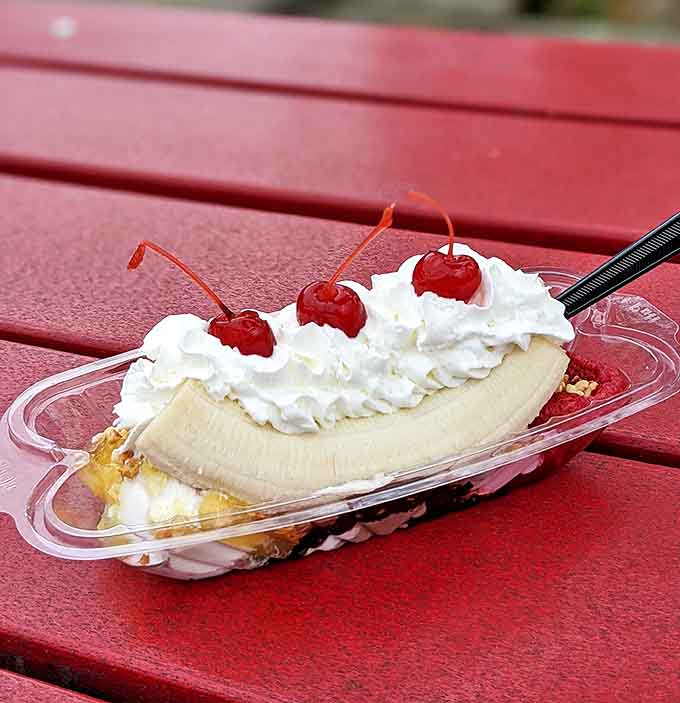 The classic banana split gets the Moomers treatment, which means generous portions and no skimping on the good stuff.