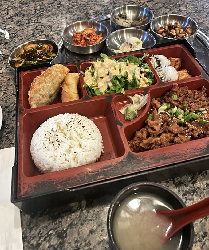 The Beef Bulgogi Bento Box transforms lunch into an event &ndash; perfectly marinated beef alongside a colorful array of sides that make ordinary desk lunches seem like a sad memory.