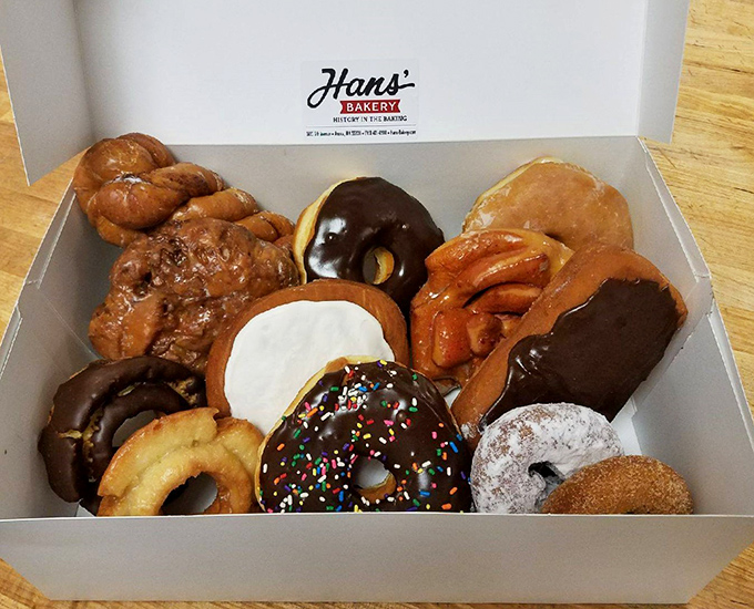 This mixed dozen represents every good decision you could make, from chocolate to glazed to filled, all coexisting peacefully before the inevitable delicious chaos.