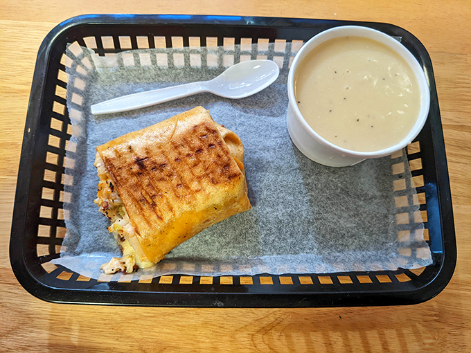 That breakfast burrito doesn't care what time it is, and neither should you when something looks this good.