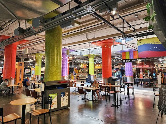 The central dining area buzzes with conversation in a dozen languages, united by the universal language of delicious food.