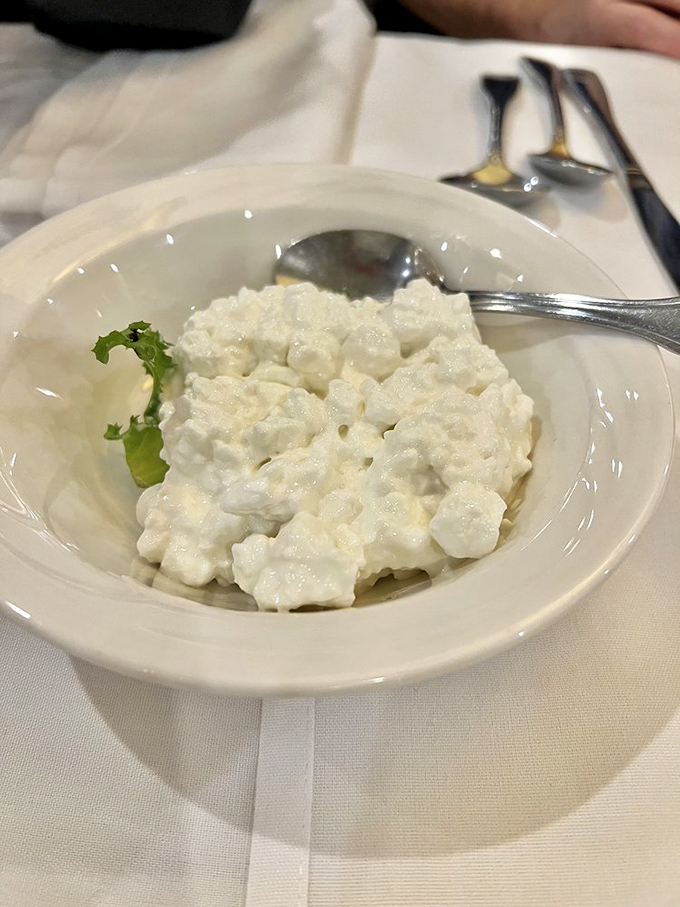Don't overlook this humble side dish &ndash; Zehnder's cottage cheese offers a creamy, tangy counterpoint to the richness of the chicken feast.