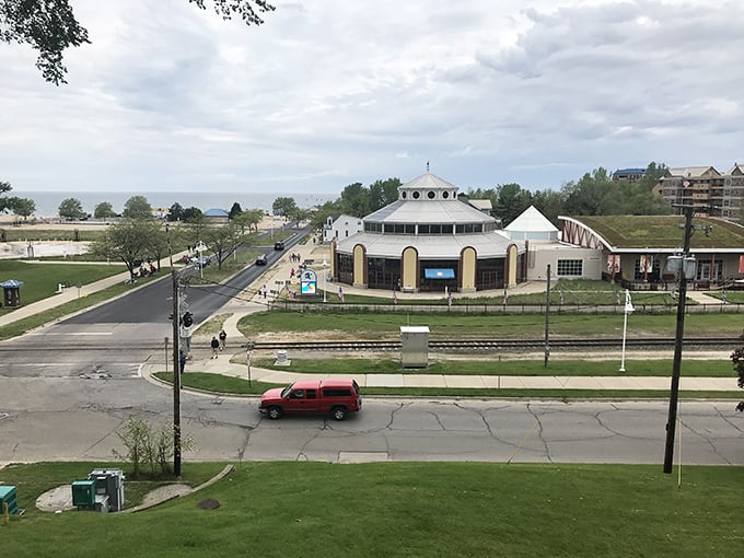The historic carousel building near the waterfront captures Benton Harbor's blend of nostalgic charm and lakeside beauty.