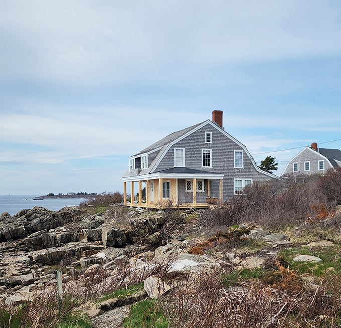 Classic New England coastal architecture perched dramatically above the rocks &ndash; these homeowners wake up to million-dollar views every morning.