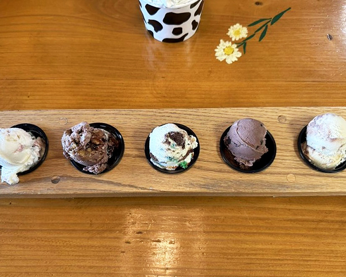 The ice cream flight brings sophistication to sweetness &ndash; five different flavors lined up for your tasting pleasure, no passport required for this delicious journey.