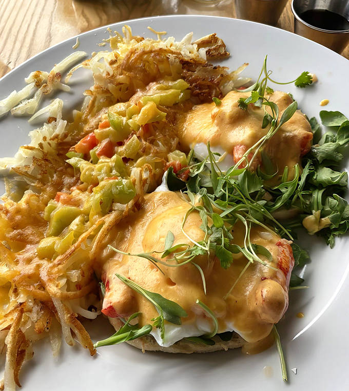 Breakfast reimagined – this Lobster Benedict with crispy hash browns proves morning meals deserve the same culinary respect as dinner.