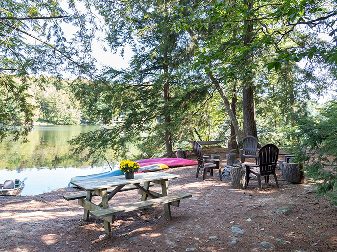 Nature's living room, where Adirondack chairs invite contemplation and picnic tables promise meals with a side of splendor.
