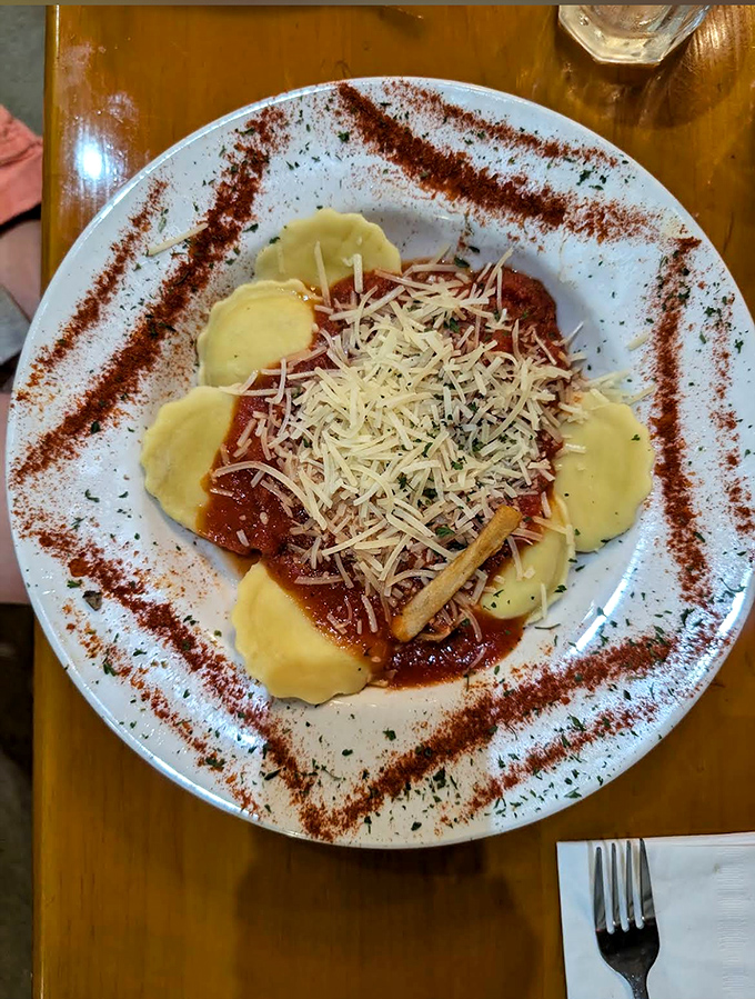 House-made ravioli surrounded by a rich sauce and dusted with parmesan &ndash; pasta pillows that would make an Italian grandmother nod in approval.