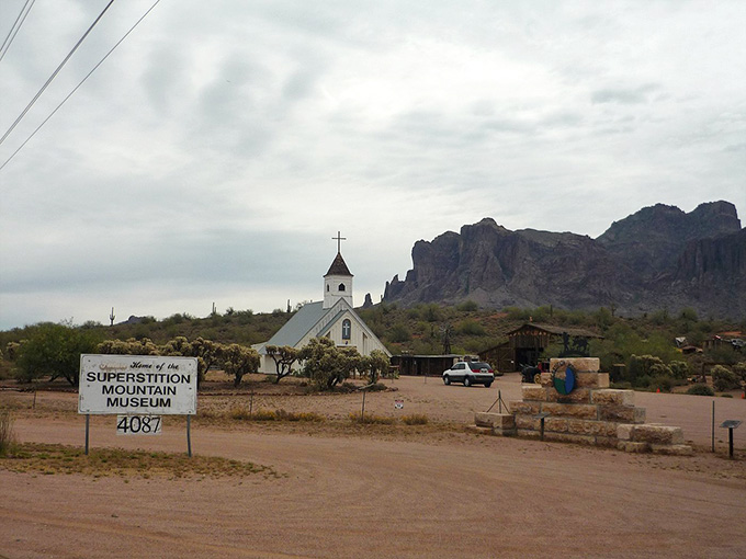 This historic church stands as a testament to frontier faith, with the Superstitions providing a cathedral-worthy backdrop.