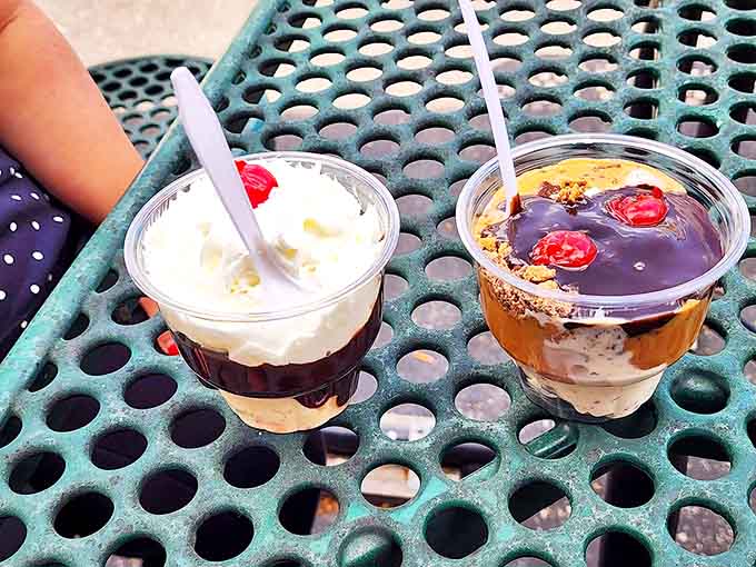 Sundaes at Gilles are layered works of art, combining creamy custard with toppings that create pure dessert magic in every spoonful.