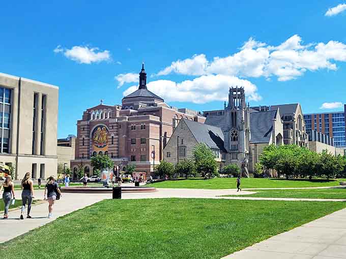 University Square Plaza Academic excellence meets architectural splendor at UW-Madison, where brilliant minds gather beneath historic facades and modern innovations.